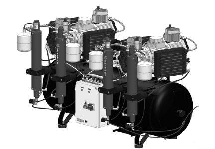 AC 1200 – Six-cylinder, twin-head compressor, with four air driers ...